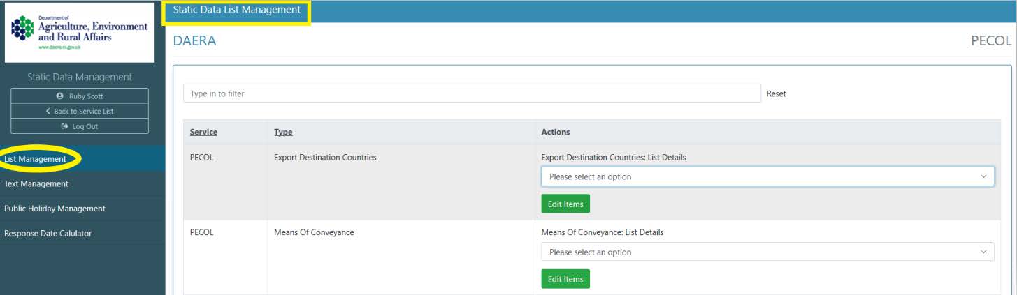 Static Data Administration